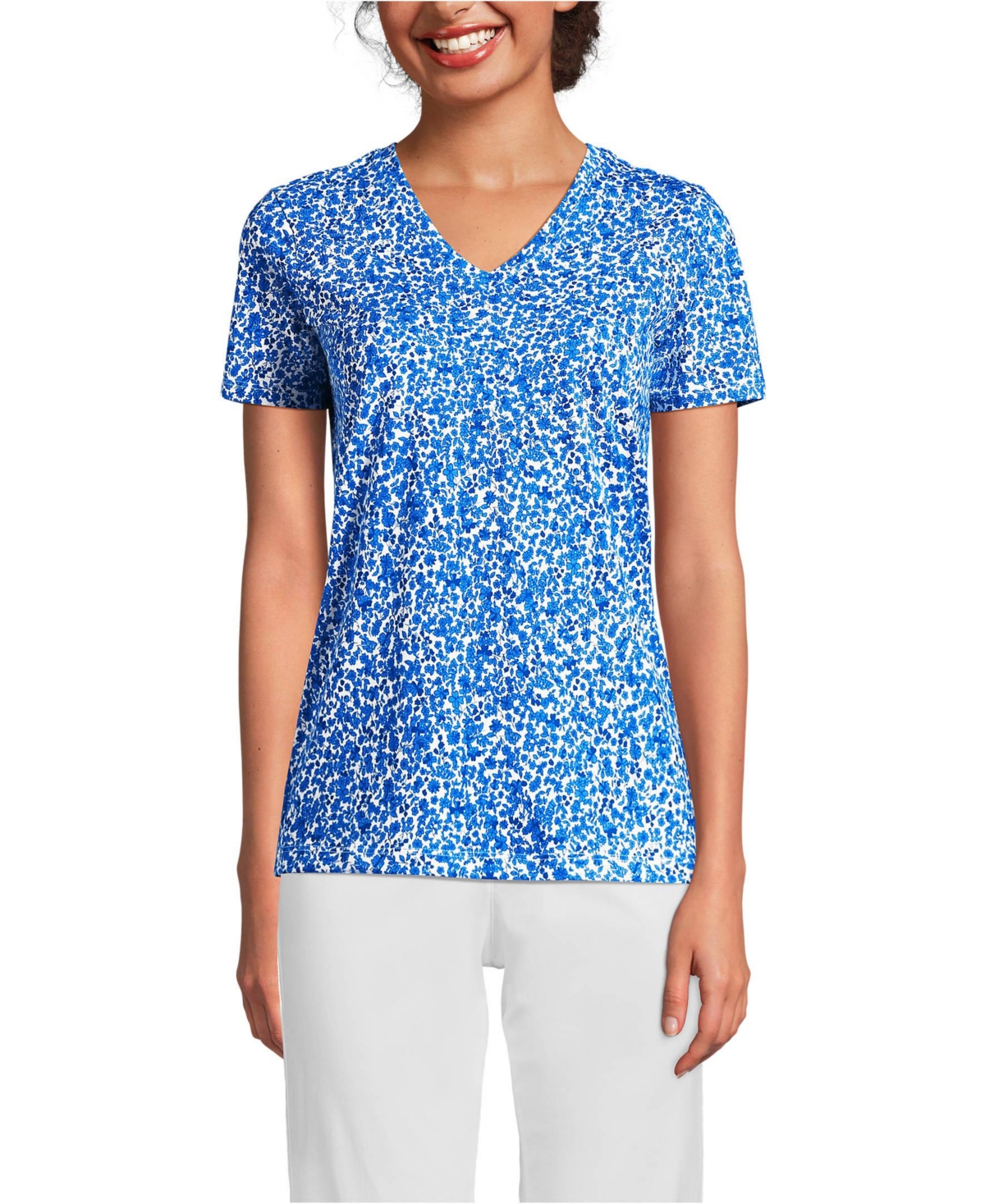 Click here for Lands End Womens Relaxed Supima Cotton V-Neck T-Sh... prices