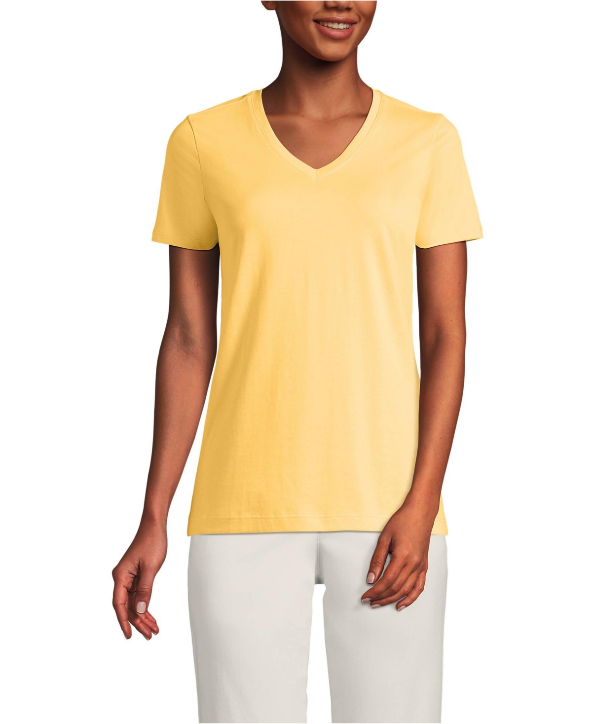 Click here for Lands End Womens Relaxed Supima Cotton V-Neck T-Sh... prices