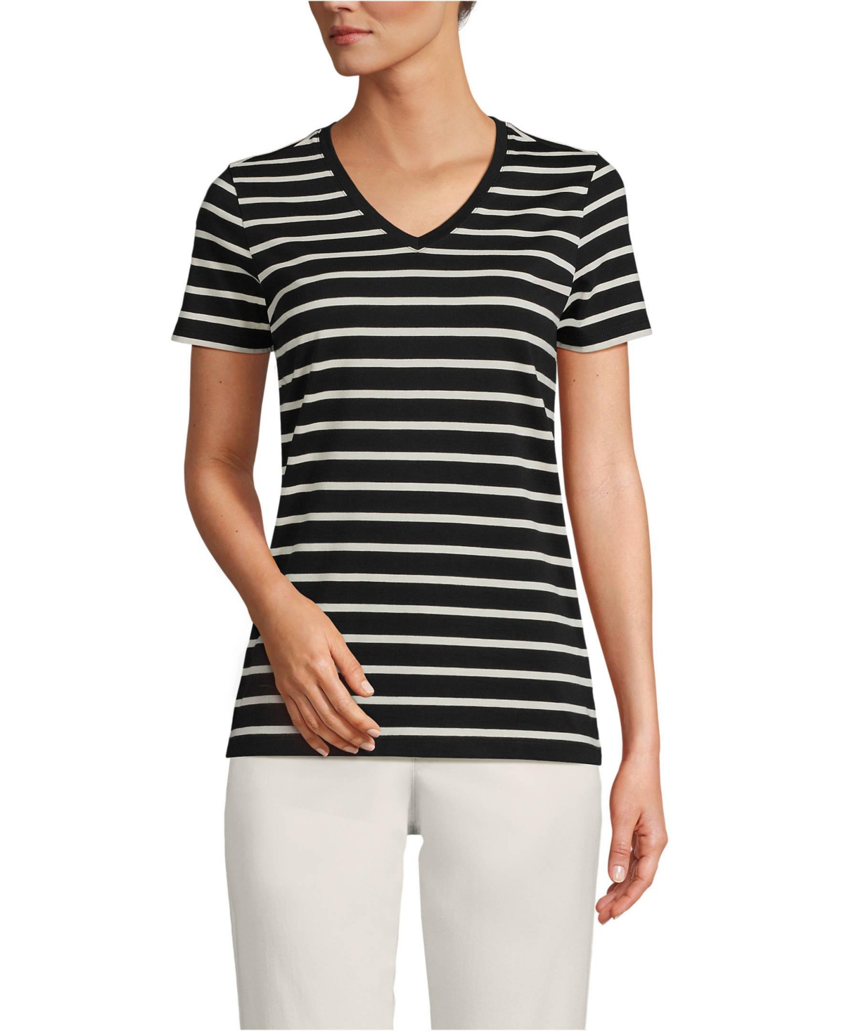 Click here for Lands End Womens Relaxed Supima Cotton V-Neck T-Sh... prices