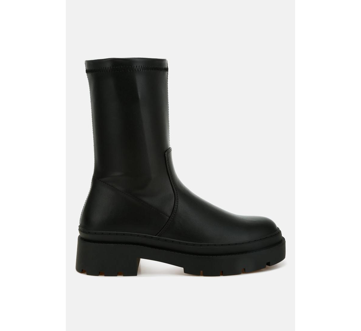 Click here for Carmit Chunky Faux Leather Calf Boots - Black prices