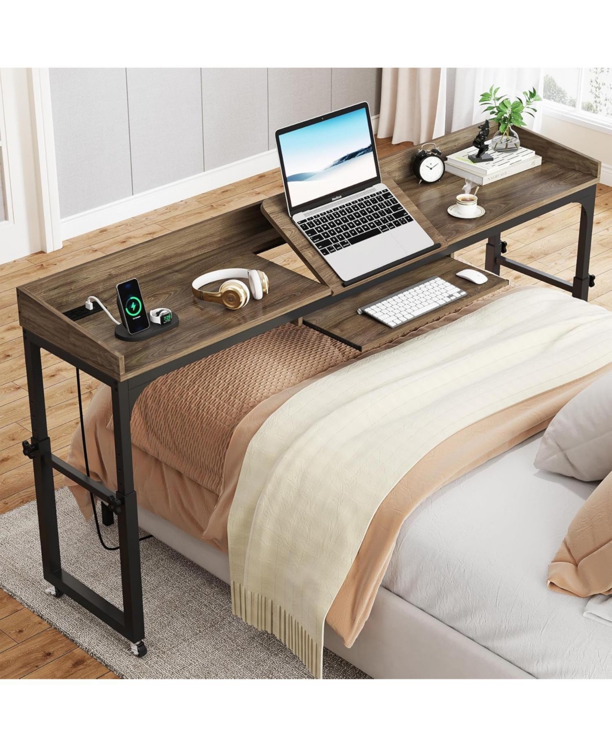 Click here for Tribesigns Height Adjustable Overbed Table with Wh... prices