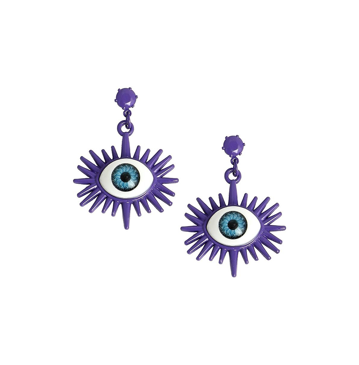 Click here for Sohi Womens The Evil Eyes Ray Drop Earrings - Purp... prices