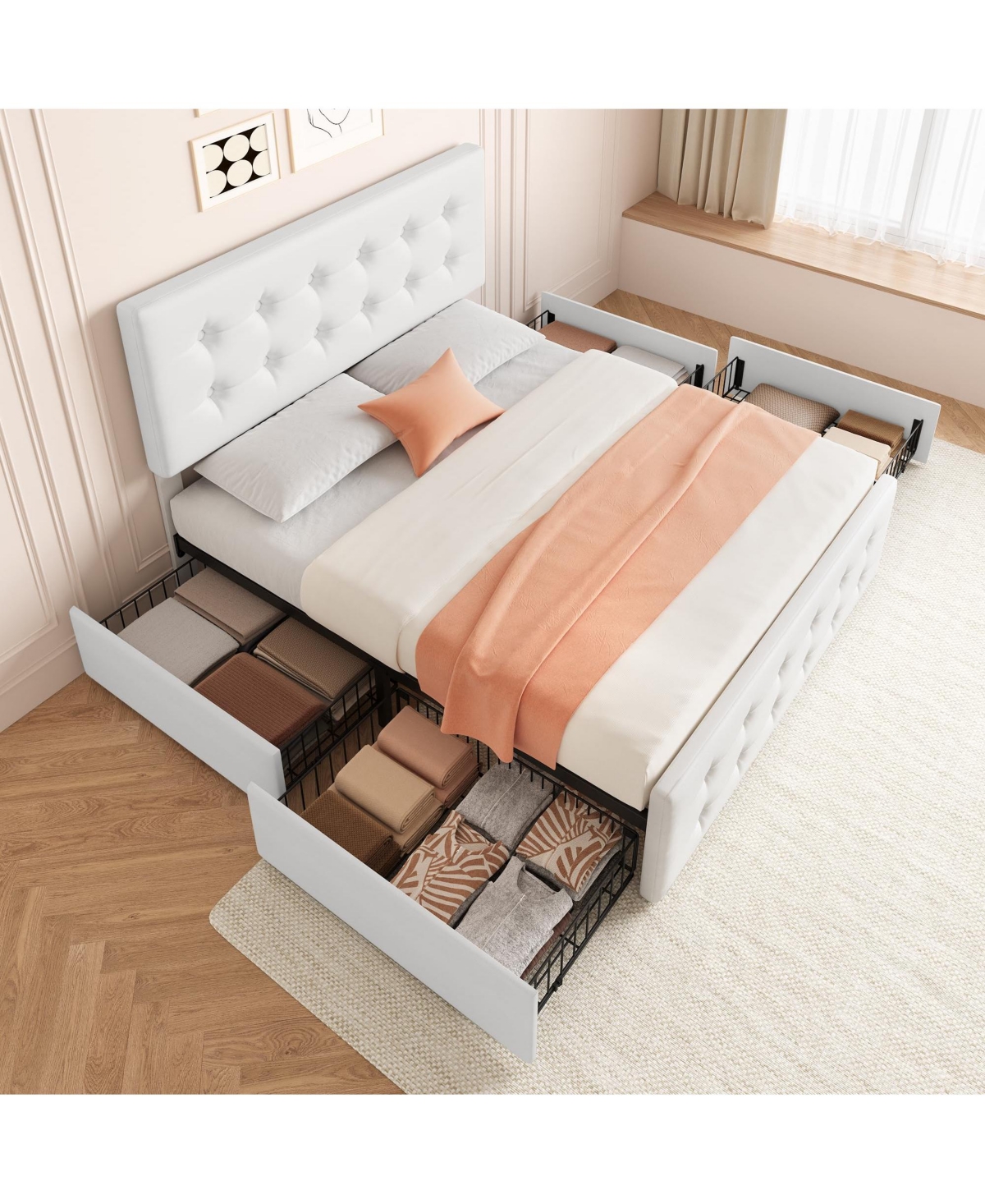 Click here for gaomon Full Bed Frame with Headboard and 4 Storage... prices