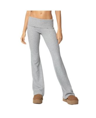 Edikted Womens Sab Fold Over Waffle Knit Pants - Macy's