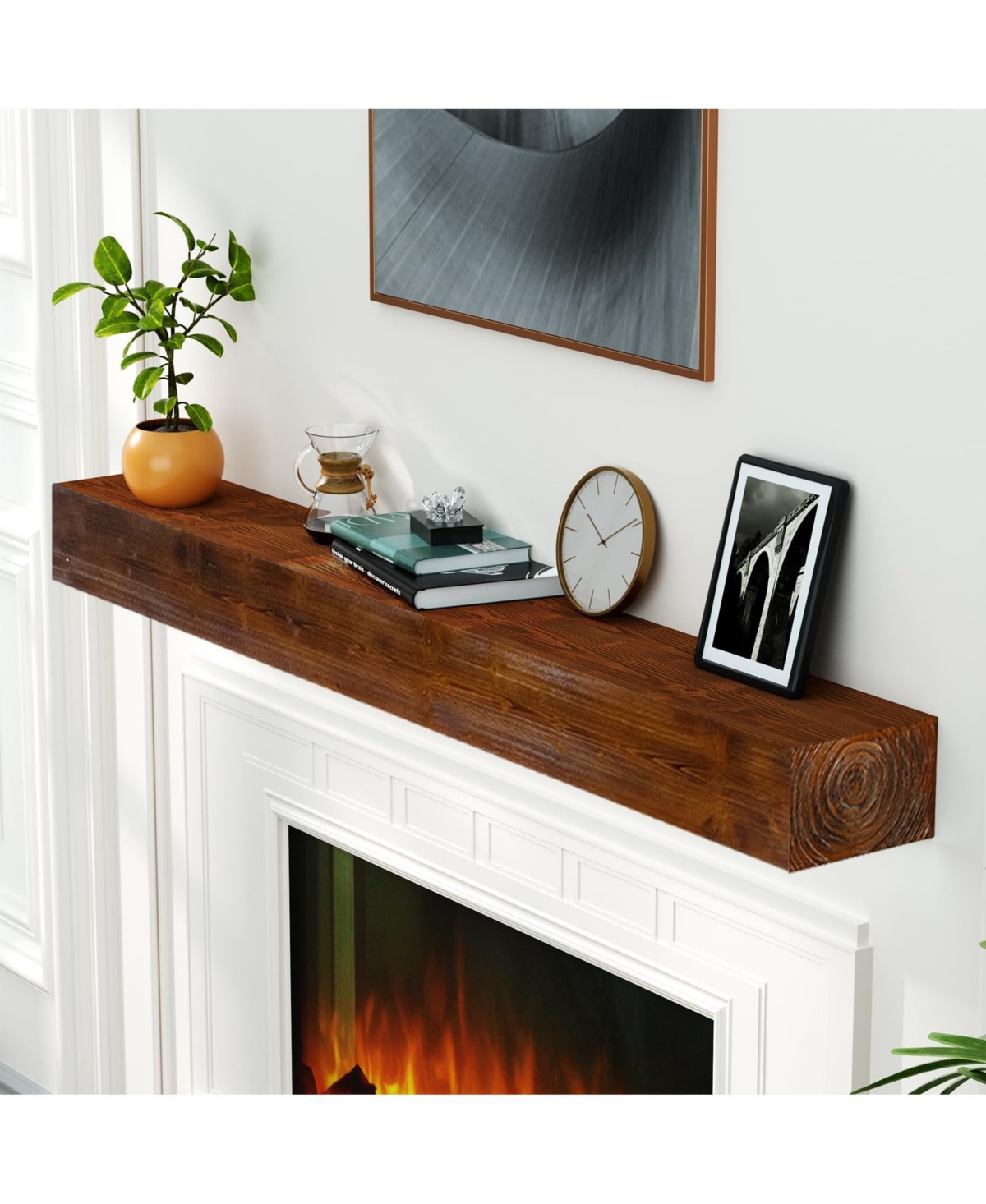 Click here for Lovmor Solid Pine Wood Cap-Shelf Mantel in Natural... prices