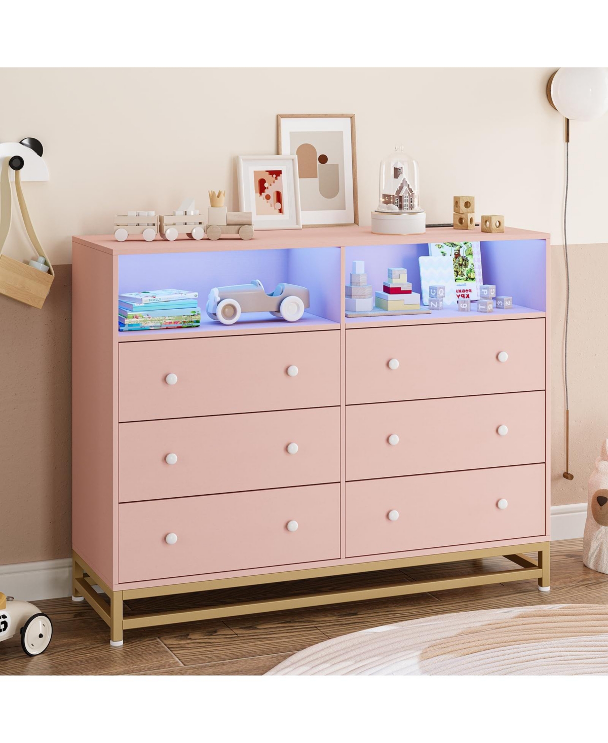 Click here for gaomon 6 Drawer Dresser - Pink prices