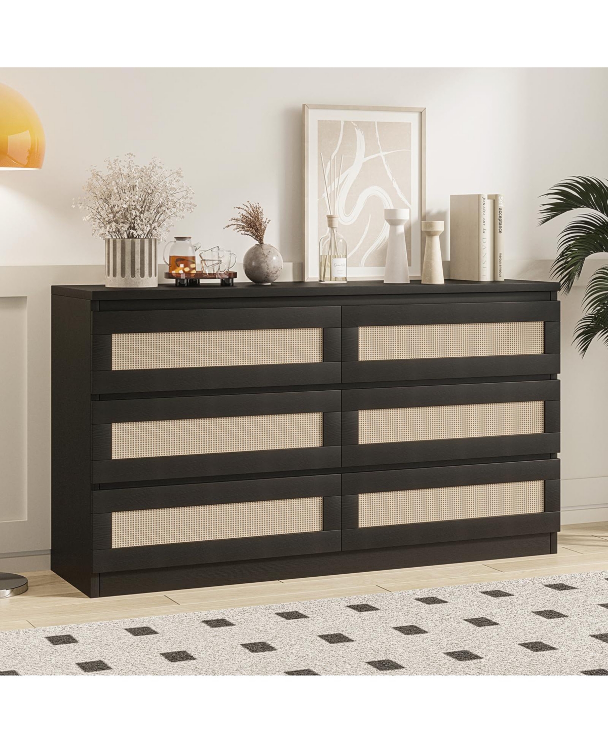 Click here for gaomon Rattan Dresser for Bedroom - Black prices