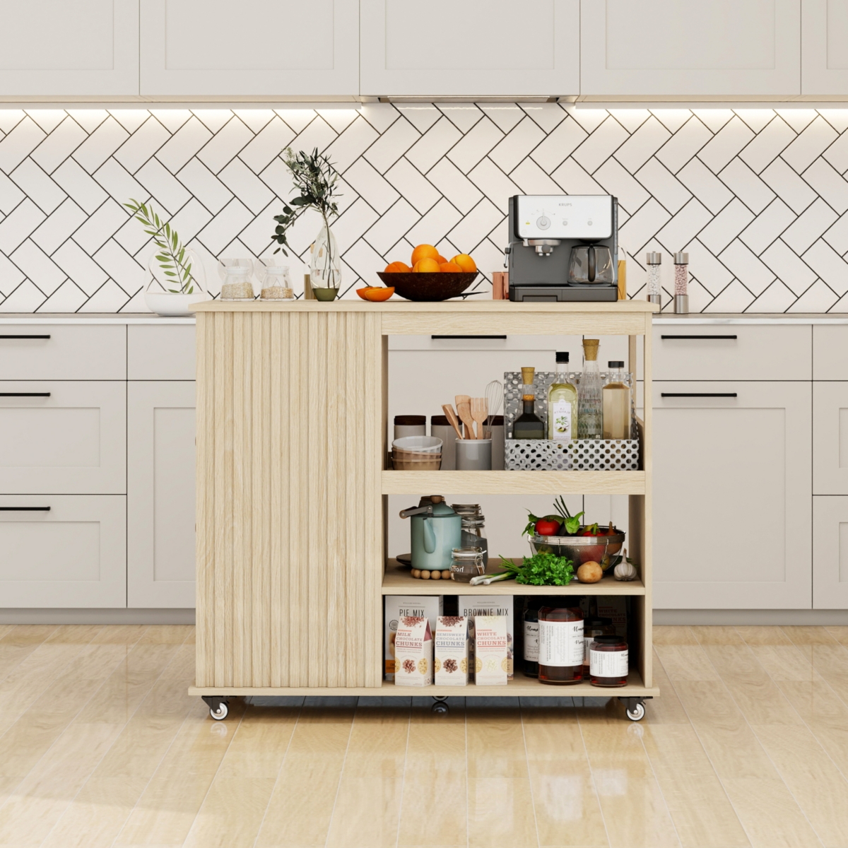 Click here for Streamdale Rolling Kitchen Island Cart with Storag... prices