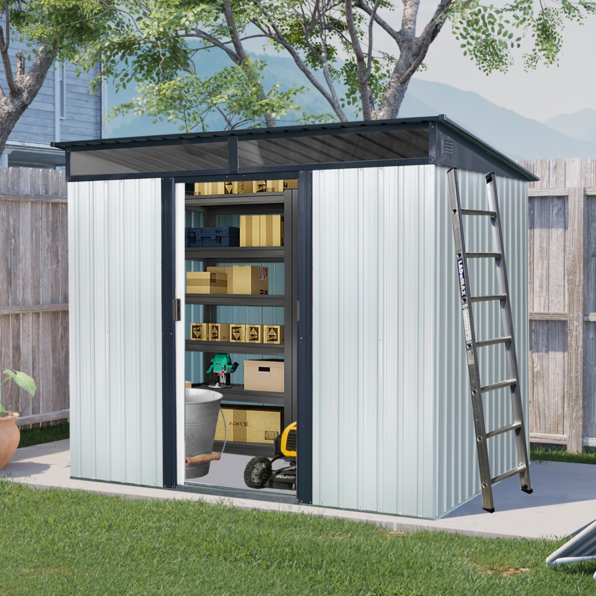 Click here for Streamdale Lockable Metal Outdoor Storage  8ft x 6... prices