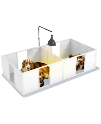 PawHut Whelping Box for Dogs w/ Retractable Light Sd & Waterproof Pad ...