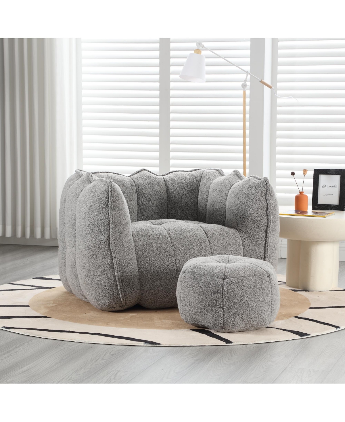 Click here for The Pop Home Soft Bean Bag Chair with Footstool  C... prices