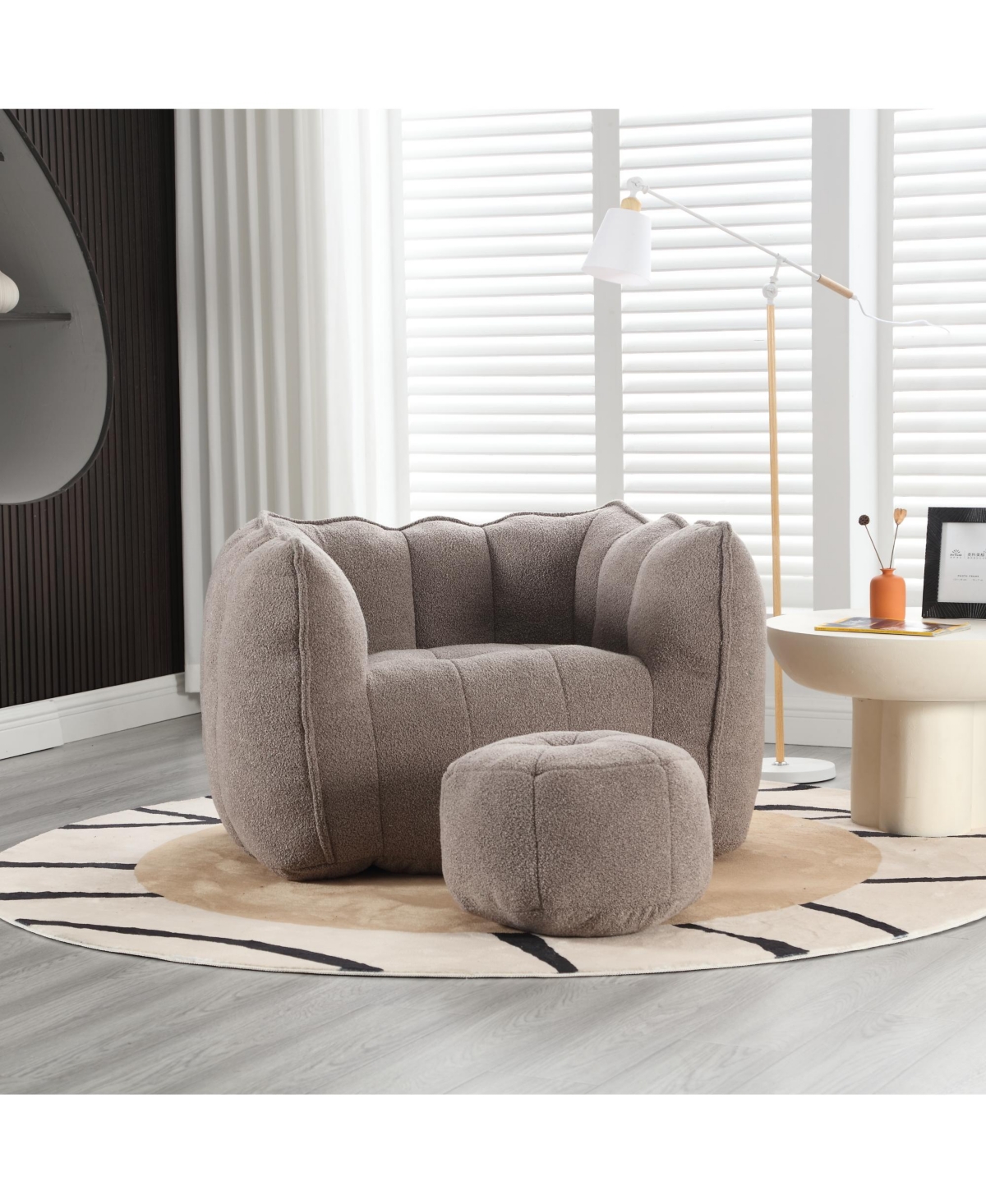 Click here for The Pop Home Soft Bean Bag Chair with Footstool  C... prices