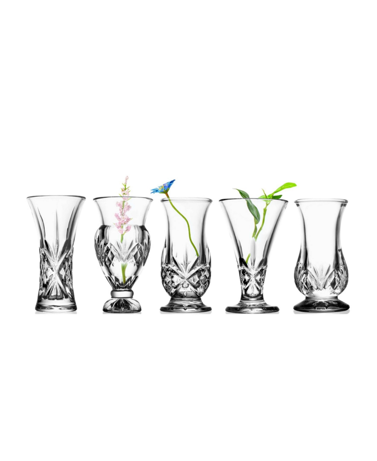 Click here for Godinger Dublin 5 Piece Bud Mini Vases Set - Clear prices