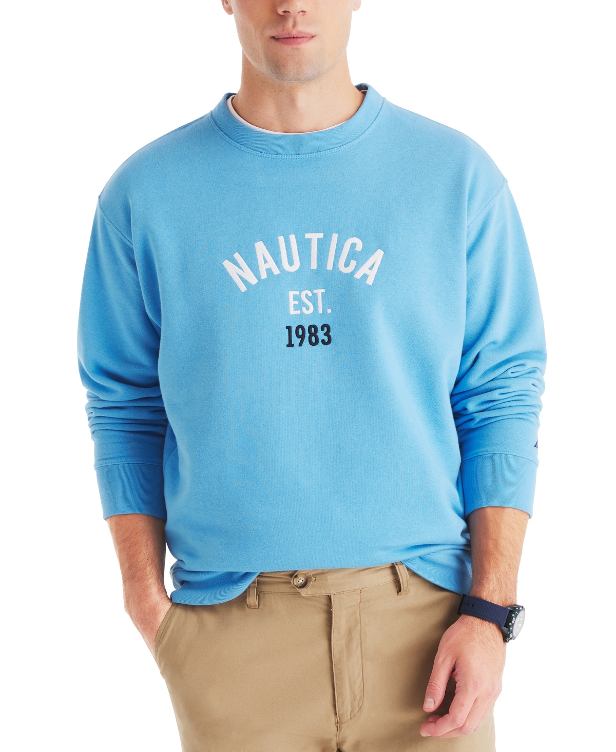 Click here for Nautica Mens Logo Crewneck Sweatshirt - Azure Blue prices