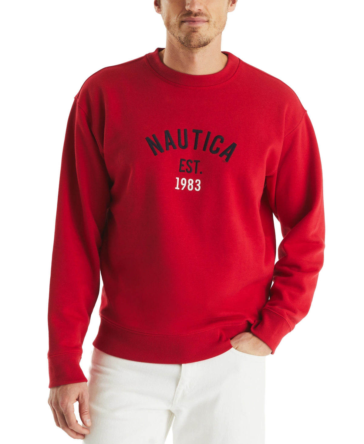 Click here for Nautica Mens Logo Crewneck Sweatshirt - Naut Red prices