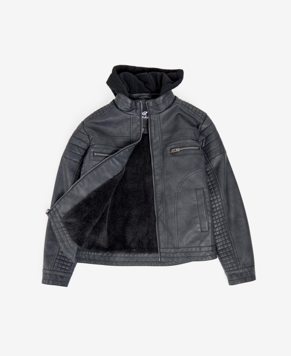 Click here for Boys Lined Moto Pu Leather Jacket With Removable H... prices