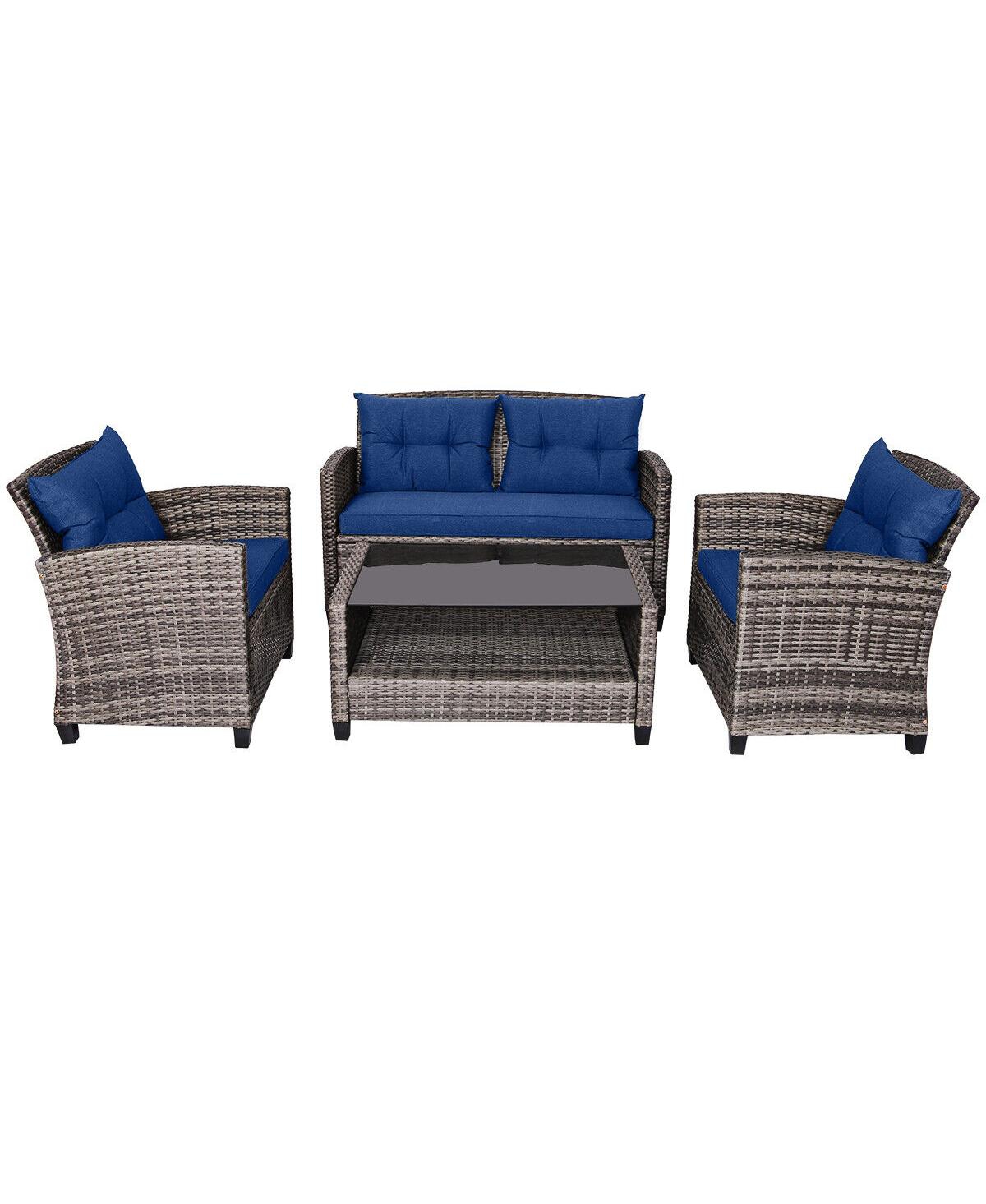 Click here for Gouun 4 Pieces Patio Rattan Furniture Set with Cof... prices