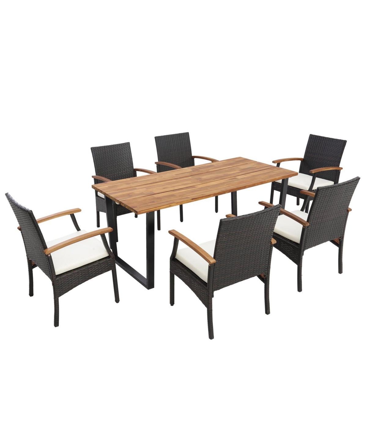 Click here for 7 Pieces Outdoor Wicker Chair and Dining Table Set... prices