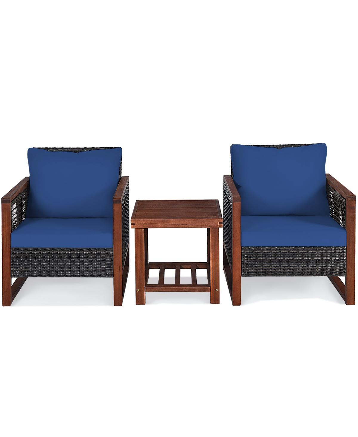 Click here for 3 Pieces Patio Wicker Furniture Set with Acacia Wo... prices