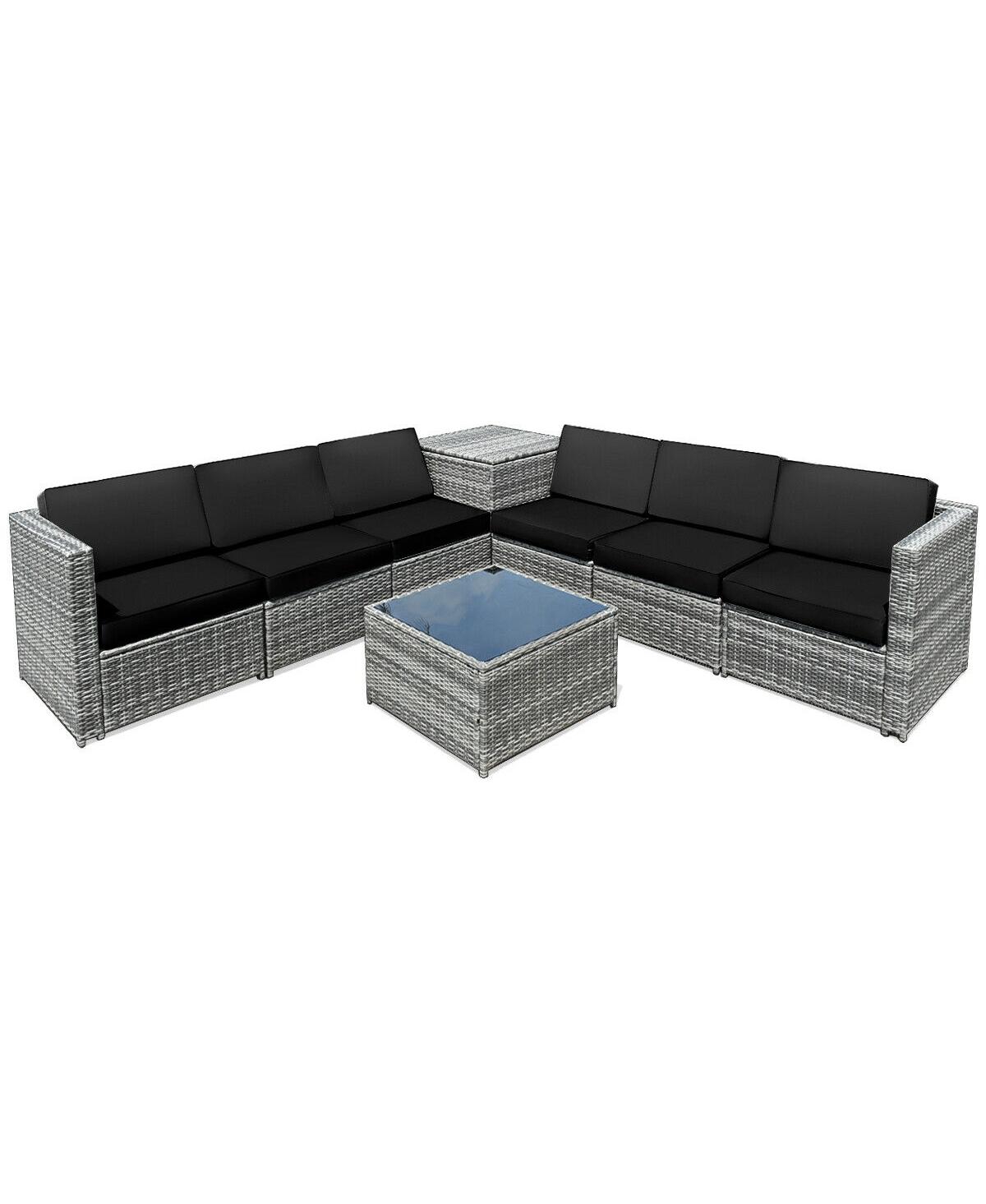 Click here for Gouun 8 Piece Wicker Sofa Rattan Dinning Set Patio... prices