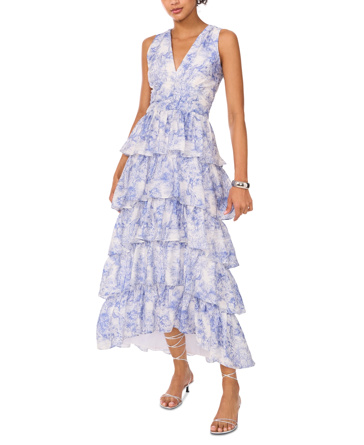 Click here for 1.state Womens Printed Tiered Ruffled Maxi Dress -... prices