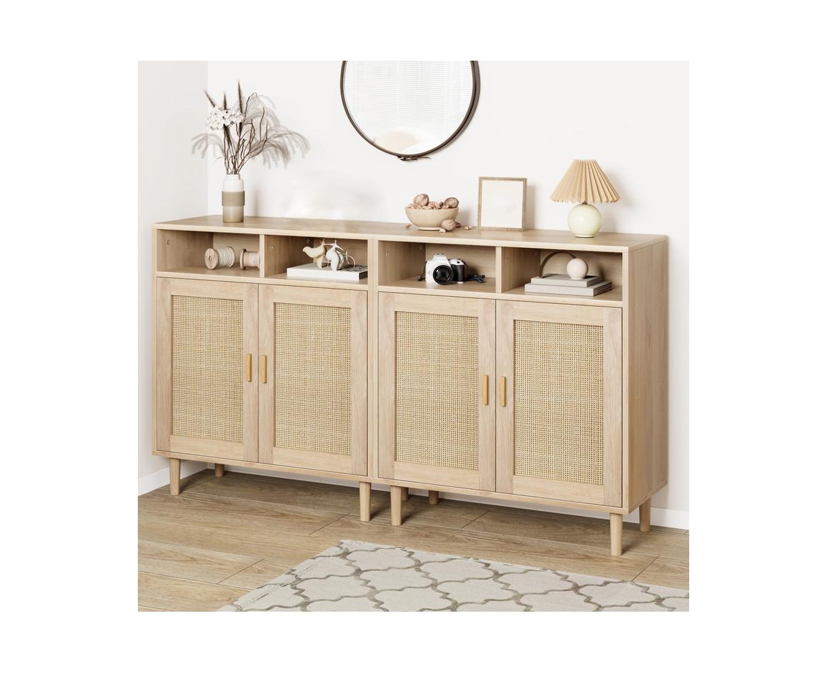 Click here for gaomon 2PCS Rattan Buffet Cabinet with Storage 2 D... prices
