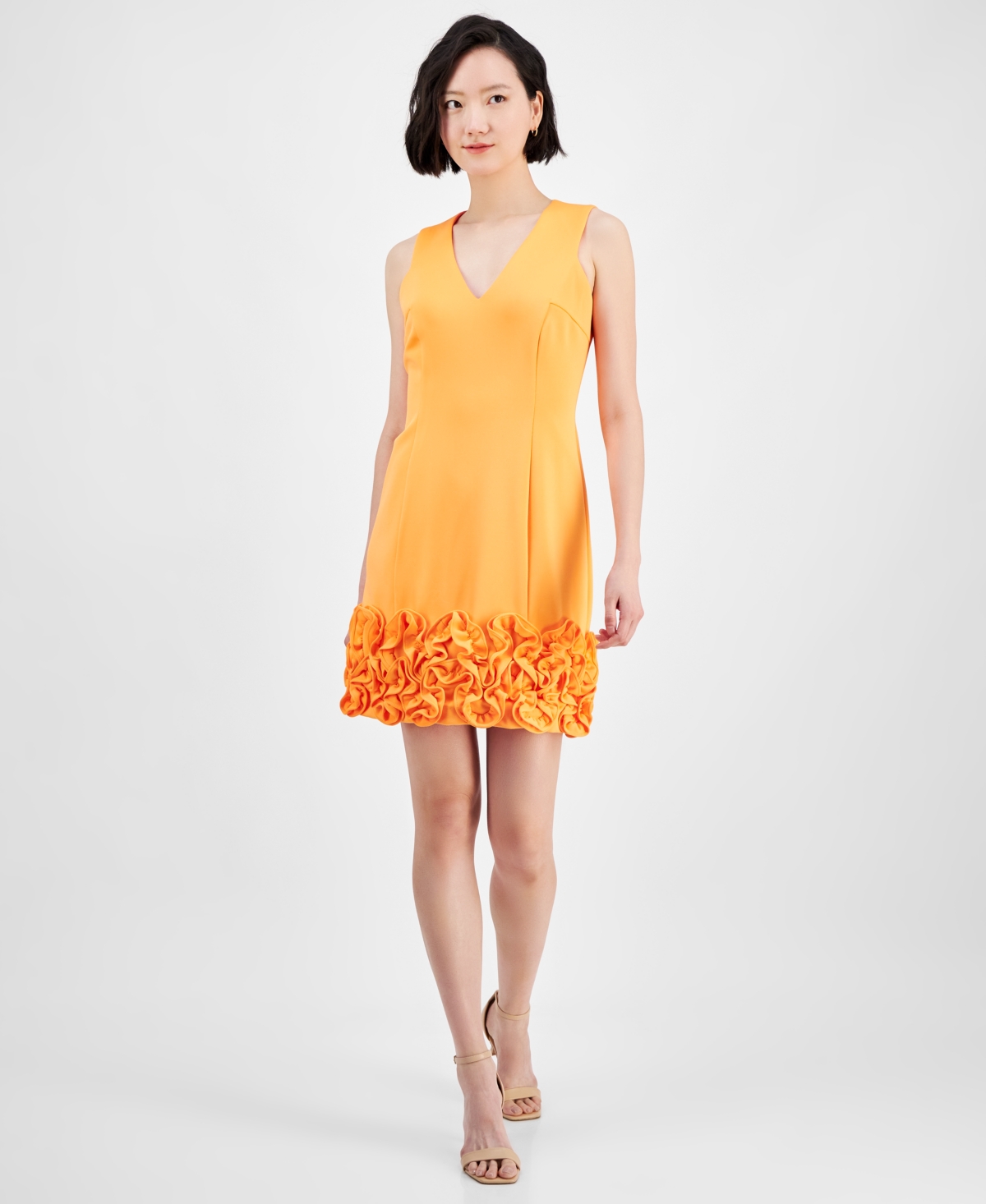 Click here for Donna Ricco Ruffle-Hem Sheath Dress - Tangerine prices