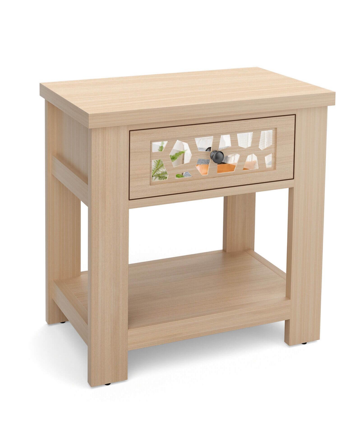 Click here for Gouun Wood Retro End Table with Mirrored Glass Dra... prices