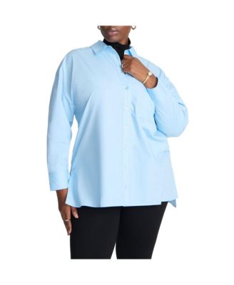 ELOQUII Plus Size Elements Oversized Button Down Top - Macy's