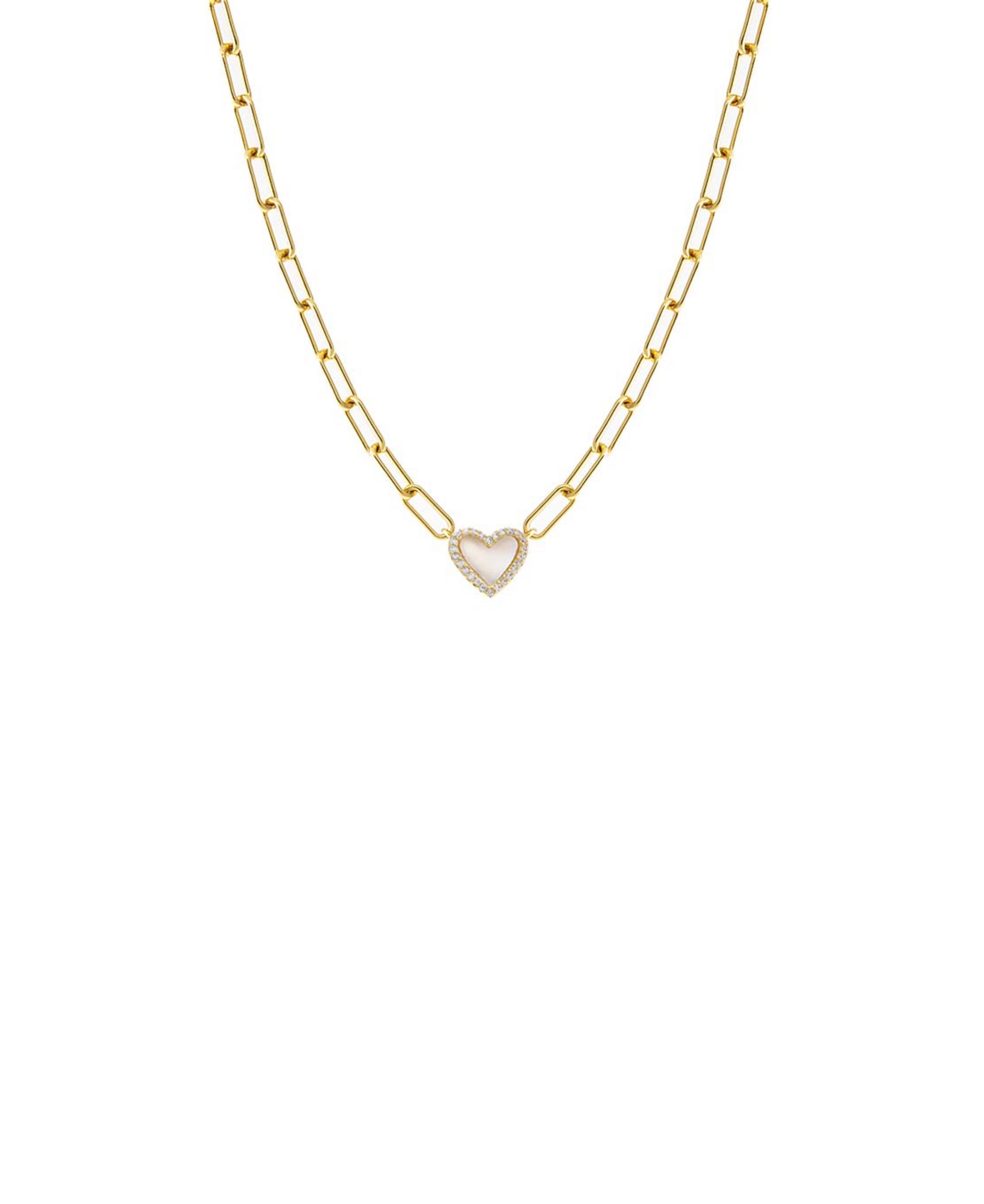 Click here for By Adina Eden Pave Colored Stone Heart Paperclip N... prices