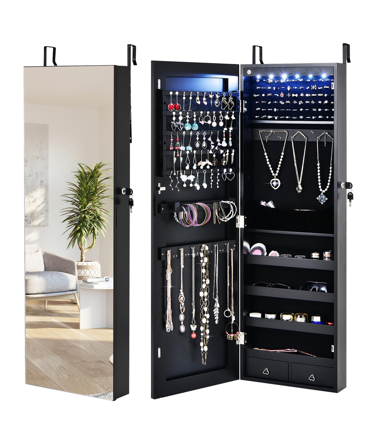 Click here for Costway Wall/Door Mounted Jewelry Cabinet Full Scr... prices