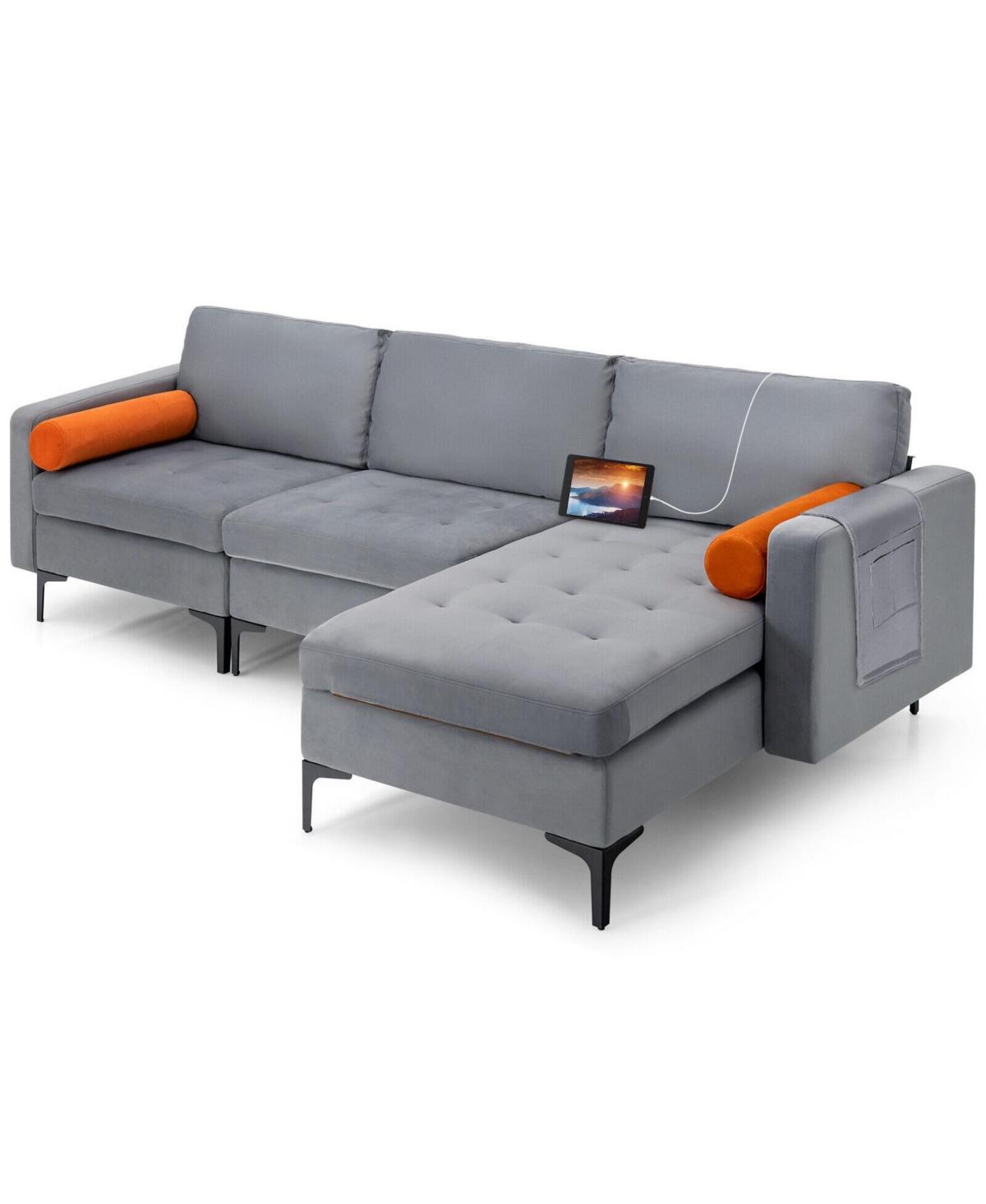 Click here for Gouun Modular L-shaped 3-Seat Sectional Sofa with... prices