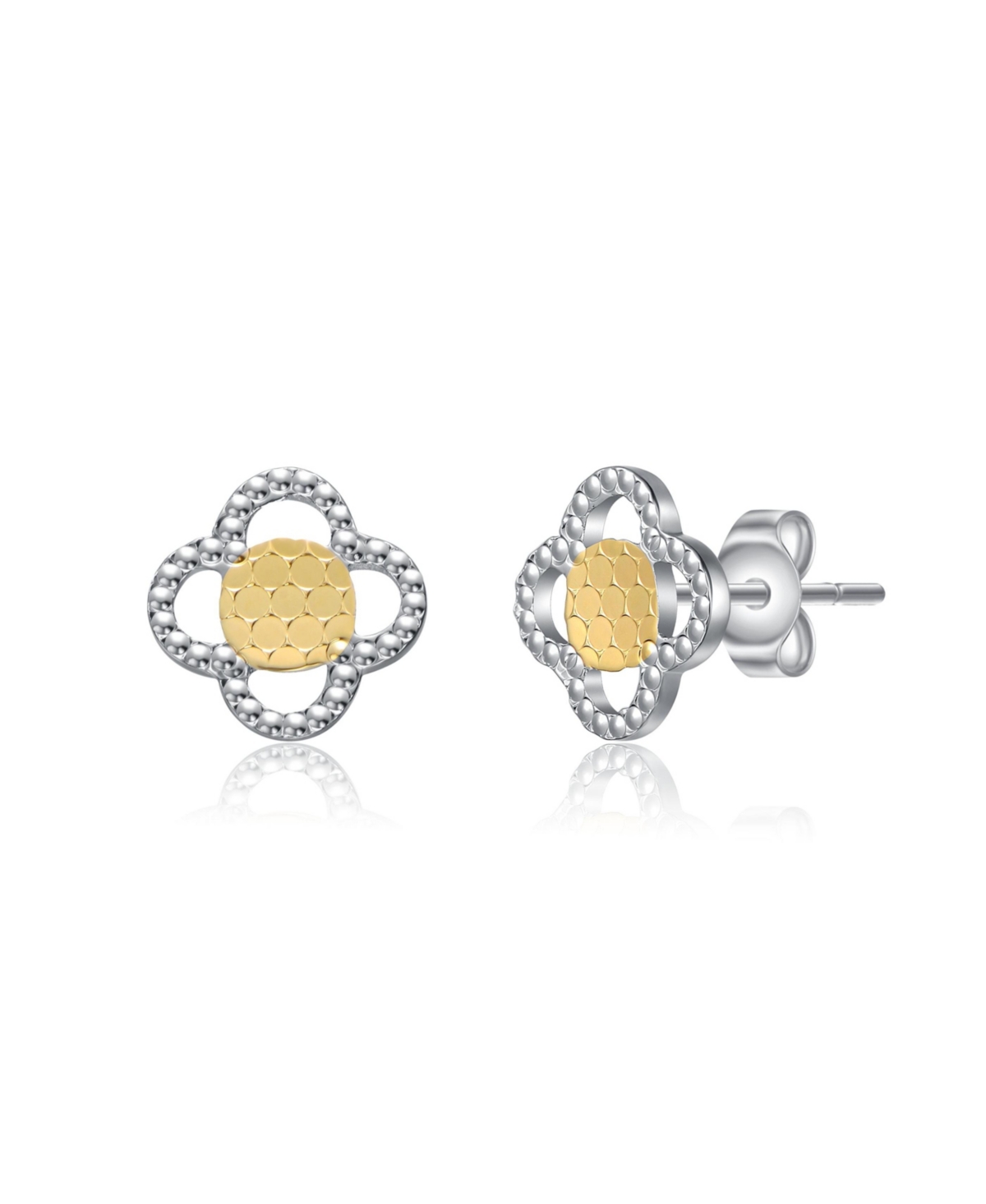 Click here for Two-Tone Milgrain Medallion Flower Stud Earrings i... prices