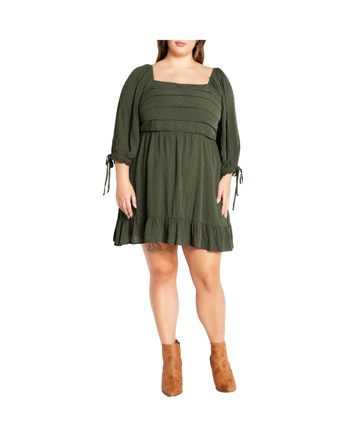 Click here for City Chic Plus Size Allegra Mini Dress - Khaki prices