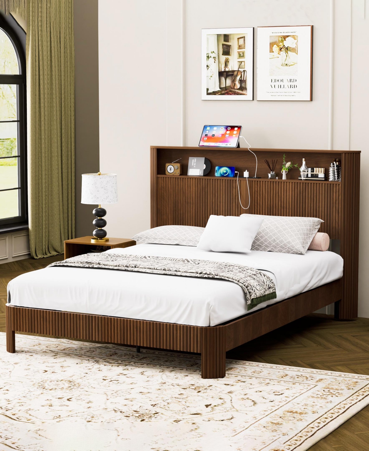 Click here for Dyhome Floating Bed Frame Queen with Headboard Sto... prices