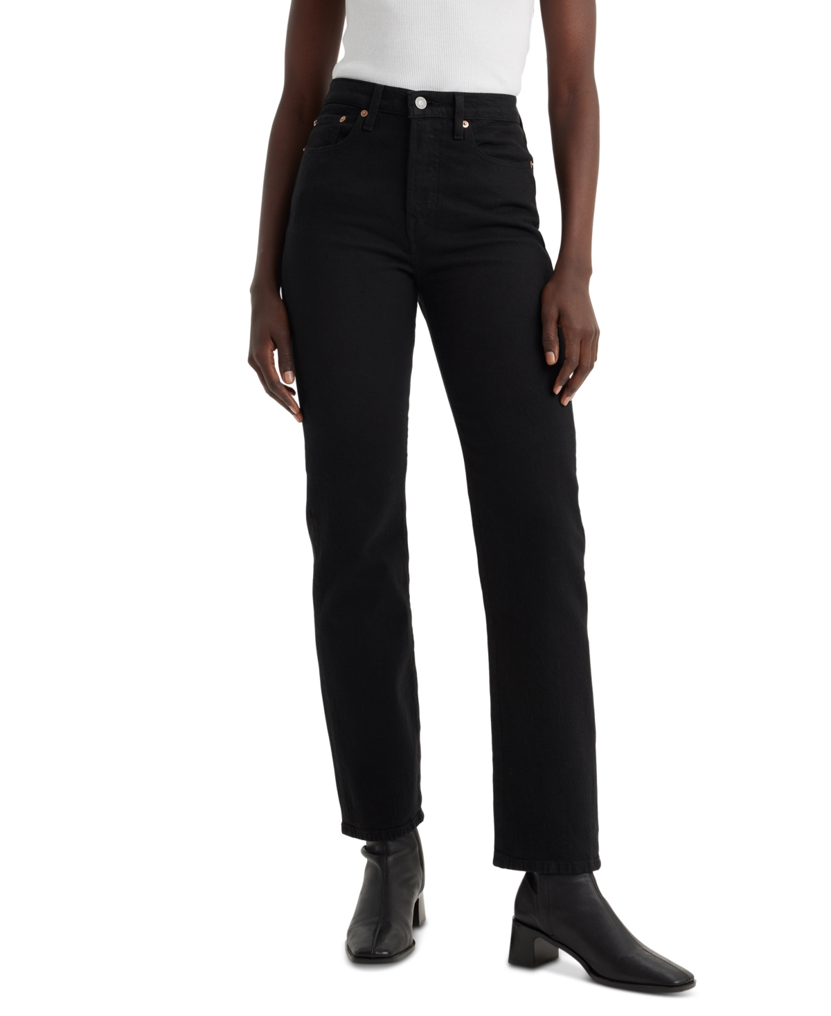 Click here for Levis Womens Wedgie Straight-Leg High Rise Cropped... prices