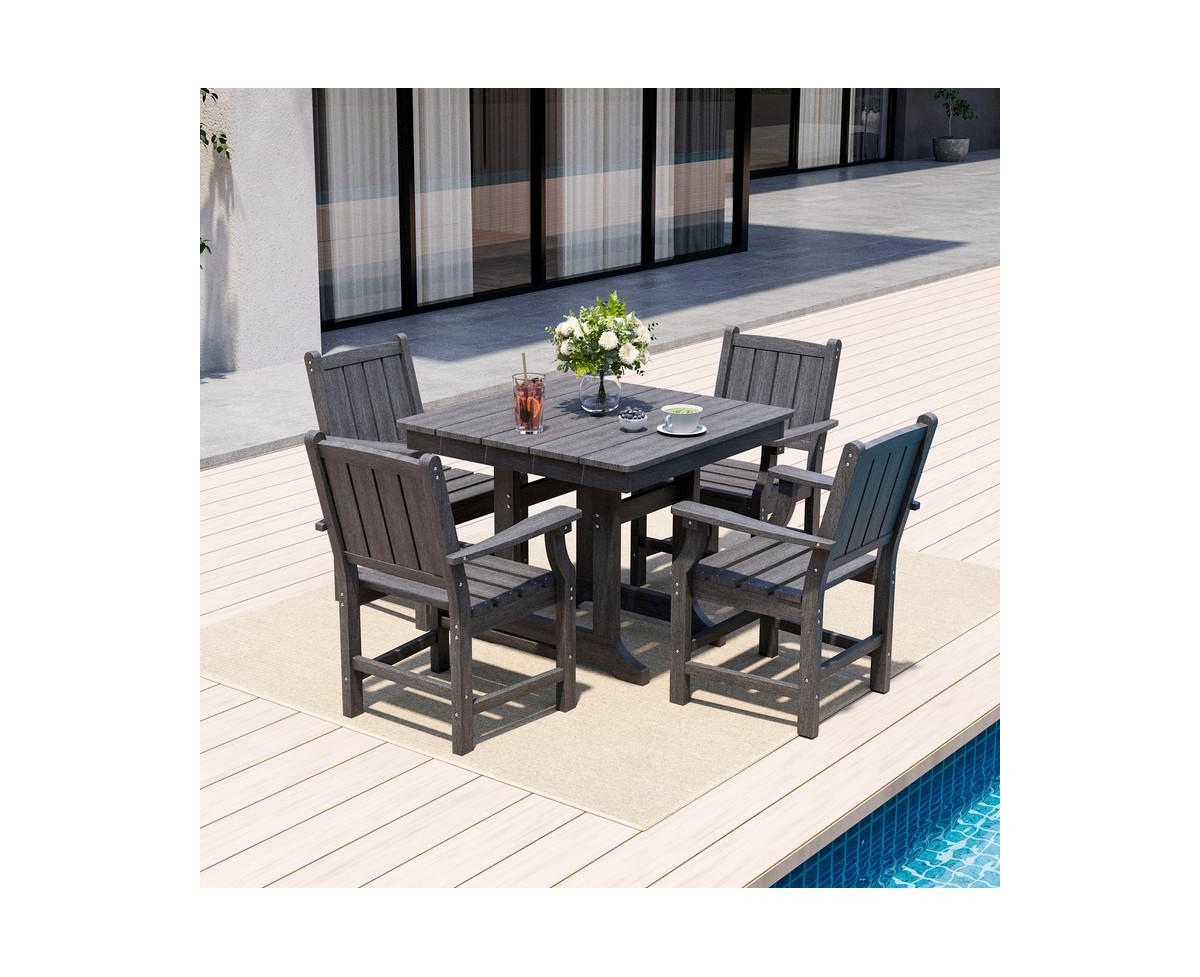 Click here for 5-Piece Hdpe Plastic Patio Outdoor Dining Set with... prices