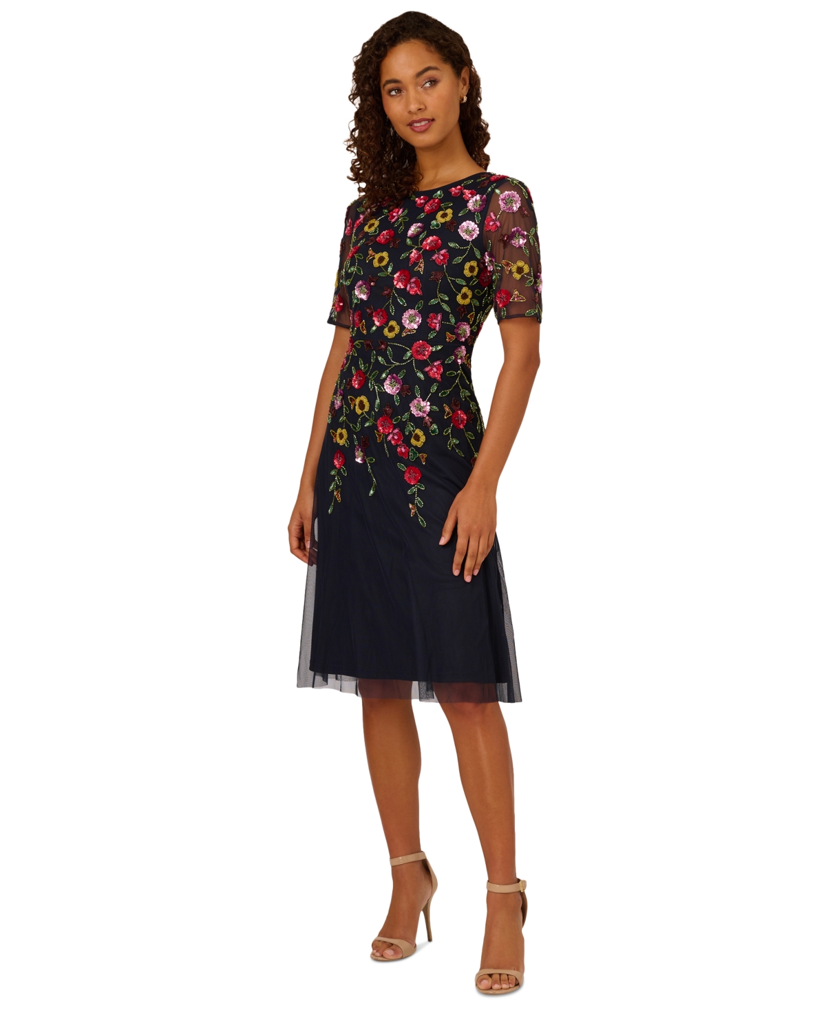 Click here for Adrianna Papell Womens Embellished Mesh Midi Dress... prices