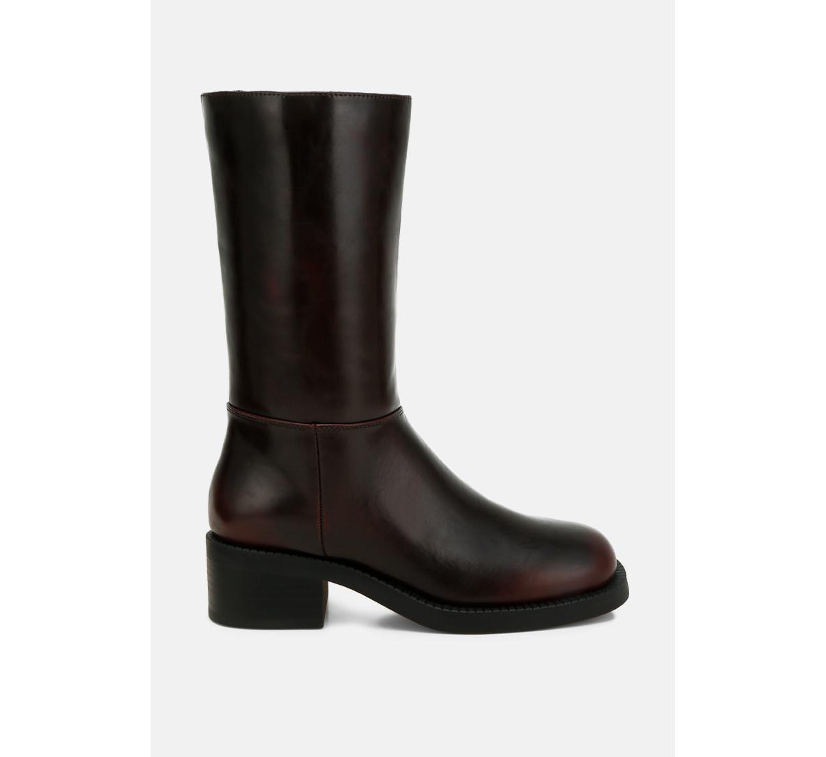 Click here for Soora Block Heel Calf Boots Women - Brown prices