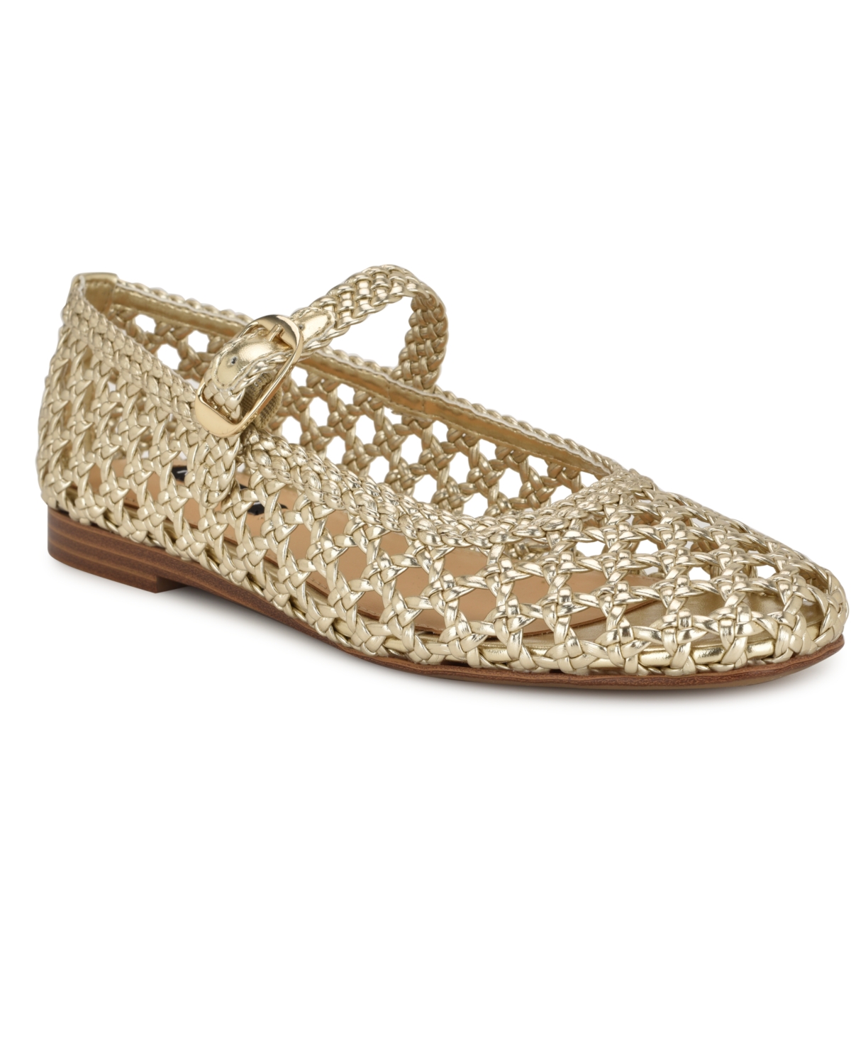 Click here for Nine West Womens Halie Woven Mary Jane Flats - Gol... prices