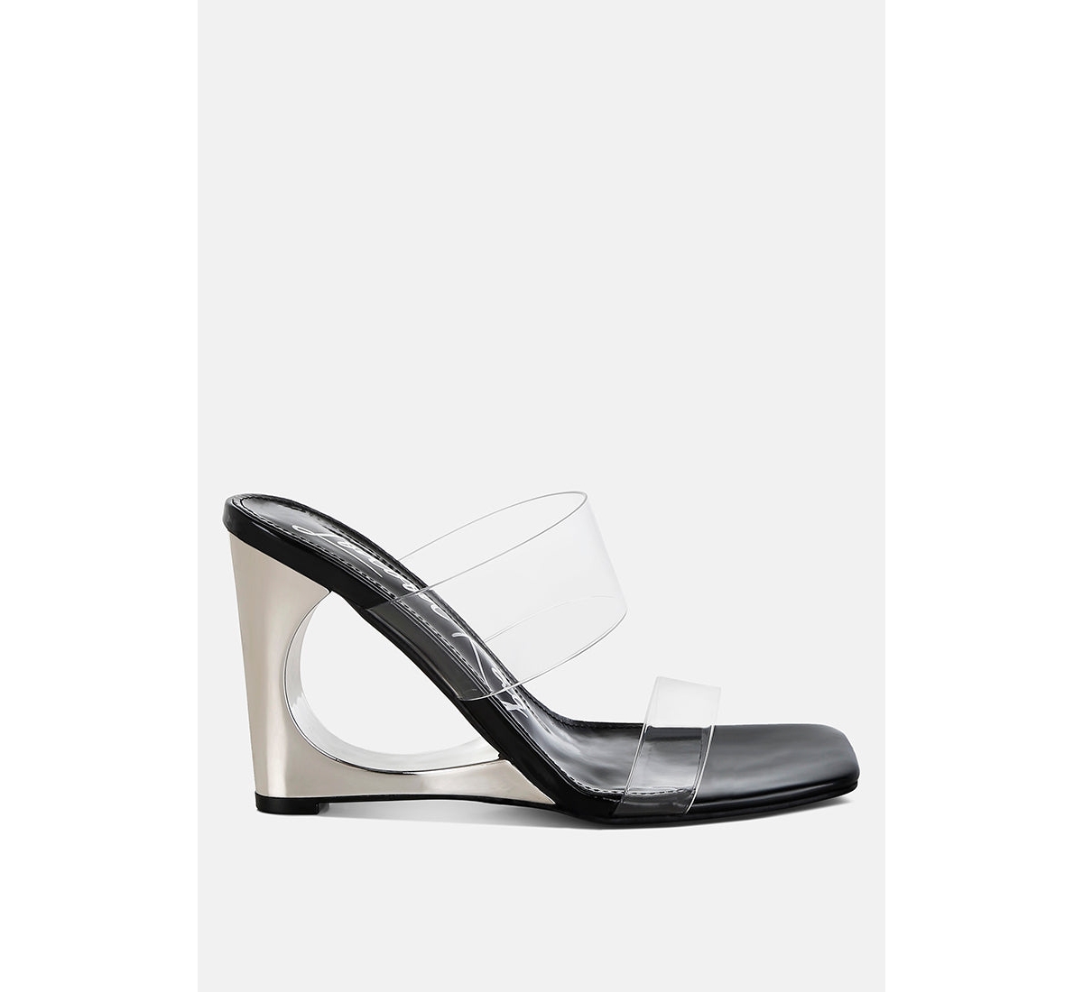 Click here for Zelene Fantasy Wedge Heel Clear Sandals - Black prices