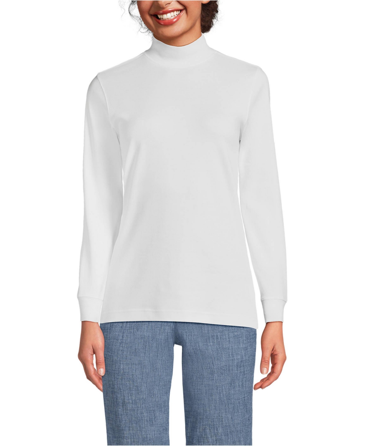 Click here for Lands End Womens Relaxed Cotton Long Sleeve Mock T... prices