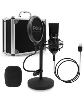 Pyle USB Podcast Microphone Kit with Shock Mount, Pop Filter, Stand ...