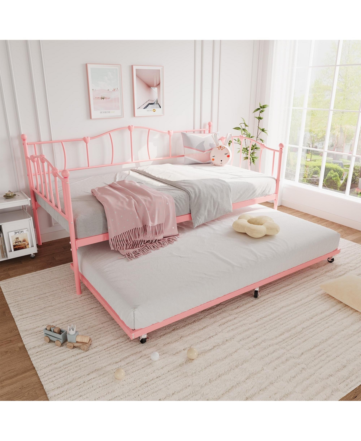 Click here for gaomon Metal Daybed with Trundle Bed  Twin Size Da... prices