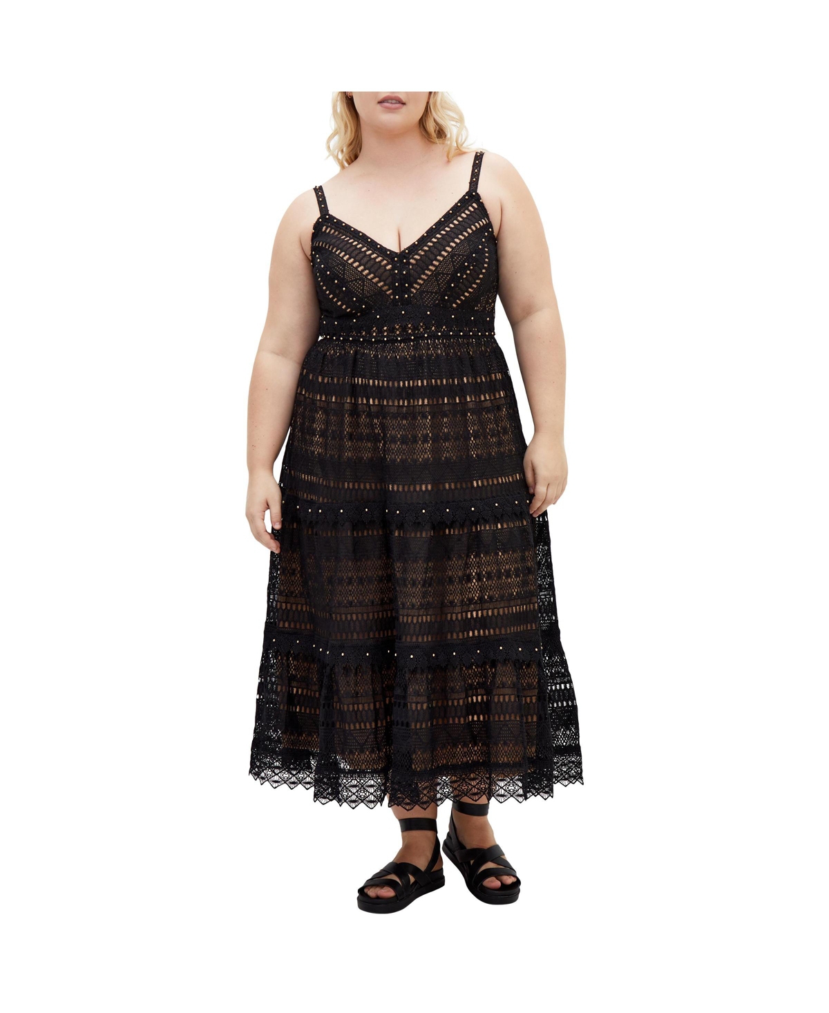 Click here for City Chic Plus Size Mia Lace Dress - Black prices