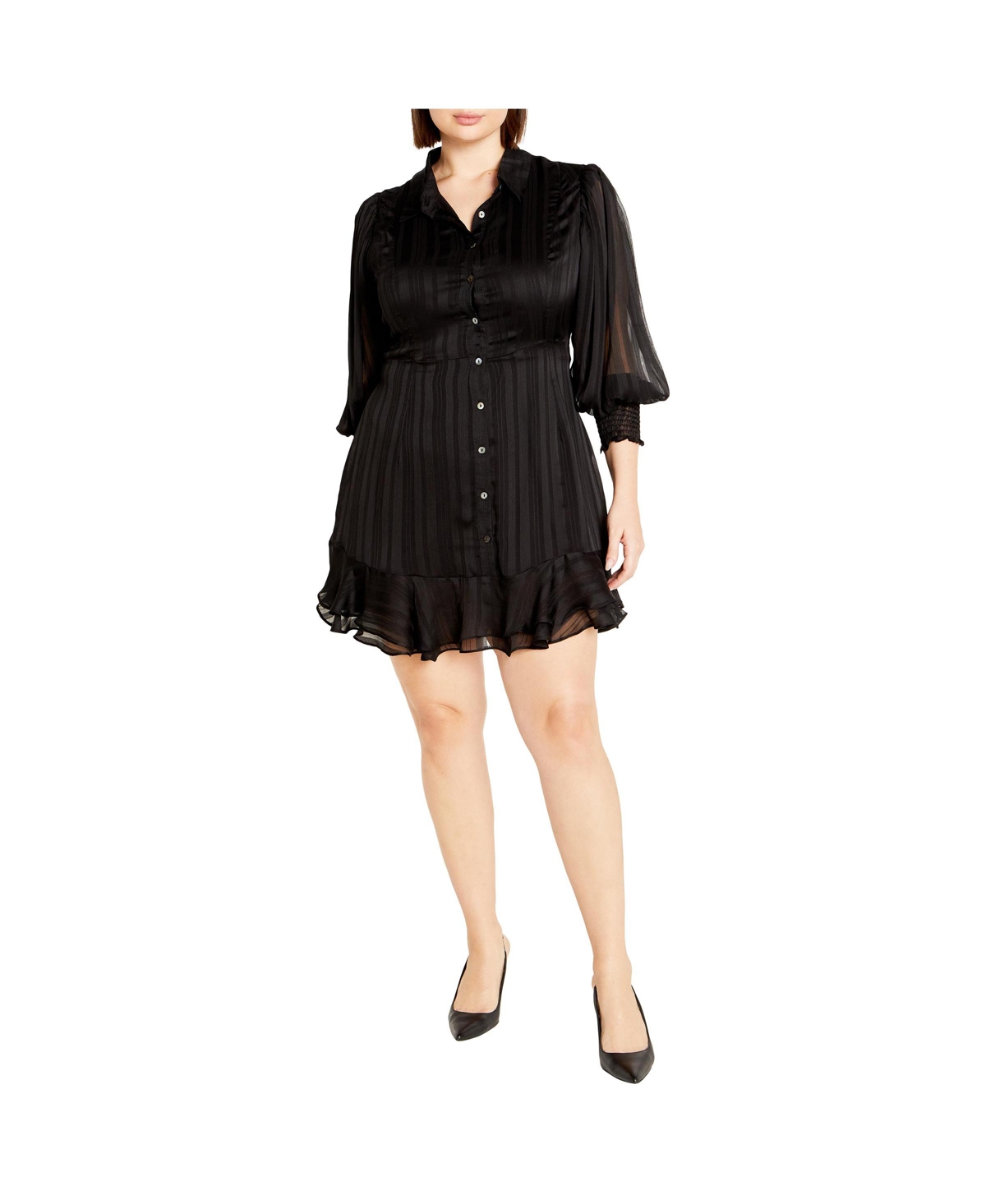 Click here for City Chic Plus Size Stripe Lover Dress - Black prices