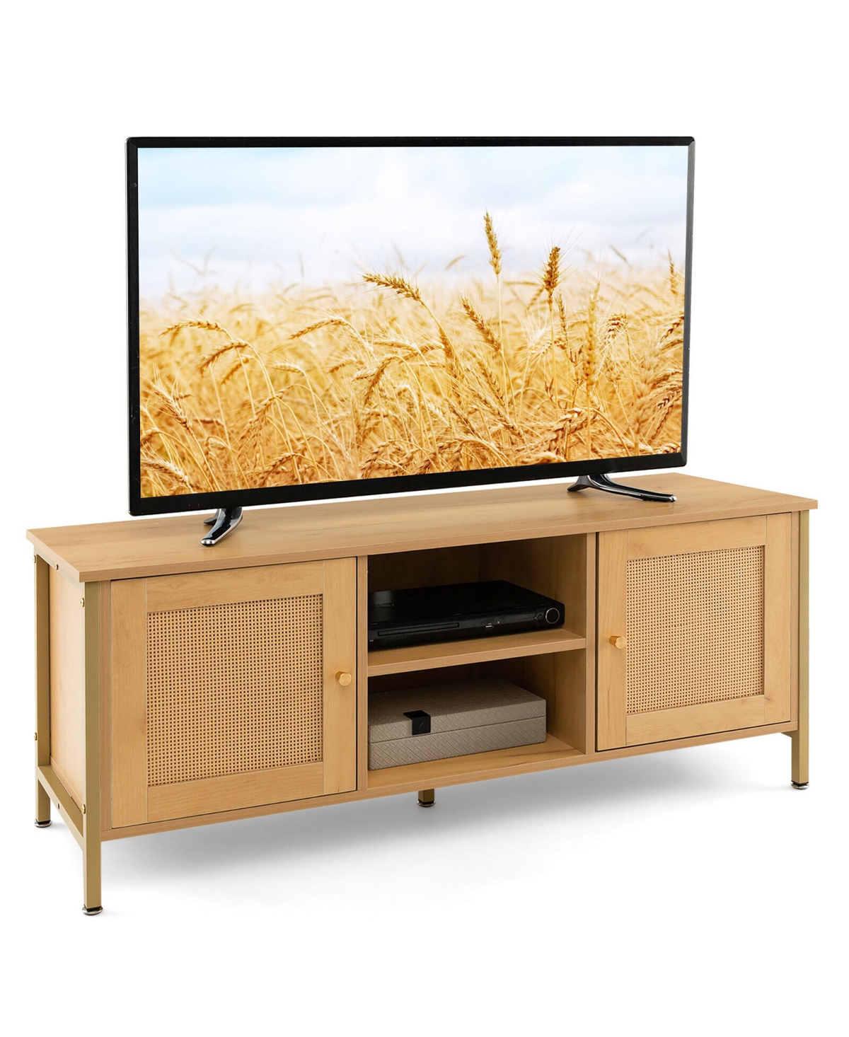 Click here for Gymax Boho Tv Stand for Tv up to 55 w/ Faux Rattan... prices