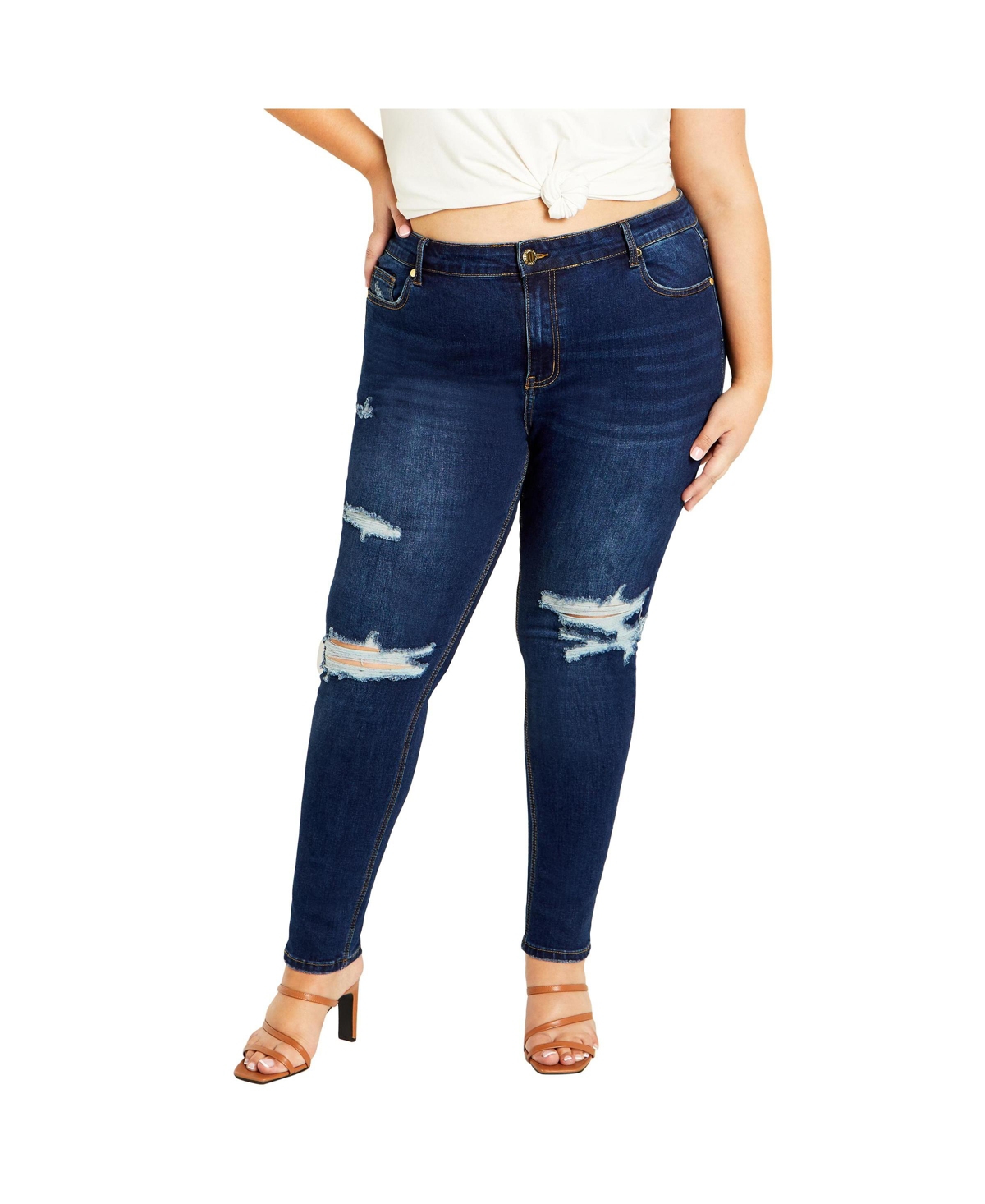 Click here for City Chic Plus Size Asha Jojo Distressed Detail Cr... prices