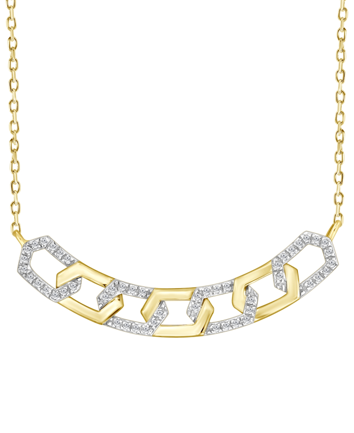 Click here for Diamond Geometric Link Pendant Necklace (1/6 ct. t... prices