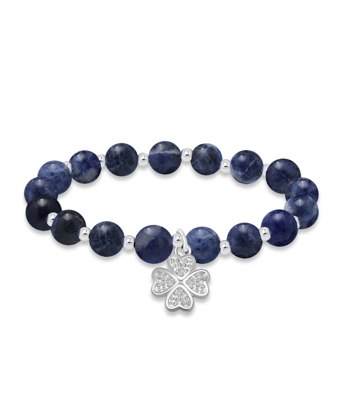 Click here for Macys Silver-Plated Beaded Clover Charm Stretch Br... prices